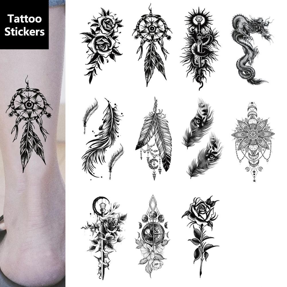 Black And White Waterproof Small Fresh Tattoo Stickers With Multiple ...