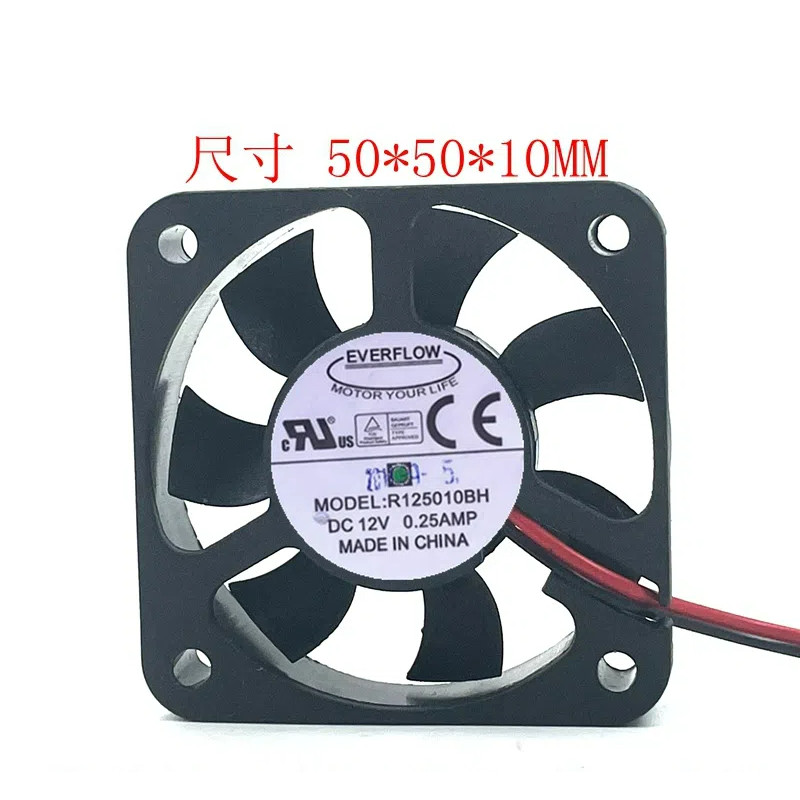 Original EVERFLOW R125010Bh 5010 12V 0.25A 2 Wire 5CM Silent Cooling ...
