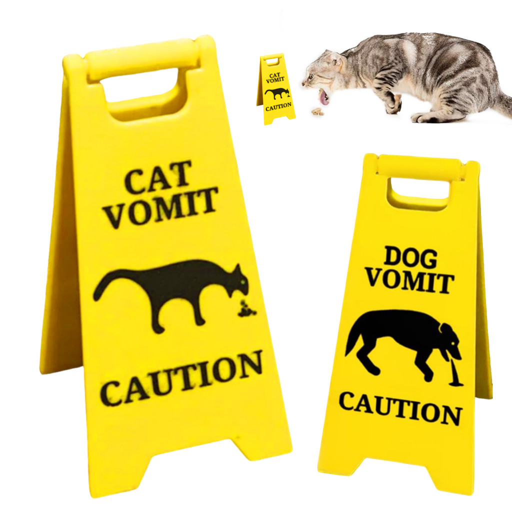 Vomiting Warning Sign Garden Cat Vomit Sign Pet Vomit Caution Sign for ...