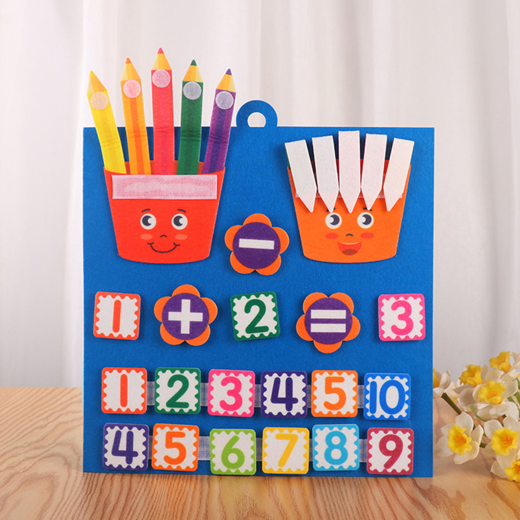 ALOT- 1 Set Kids Felt Math Board with 1-10 Numbers Operation Symbols ...