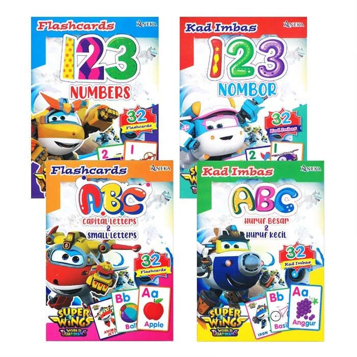 Kad Explore & Learn:Numbers & ABC - 32 Super Wings Flash Cards Kad ...