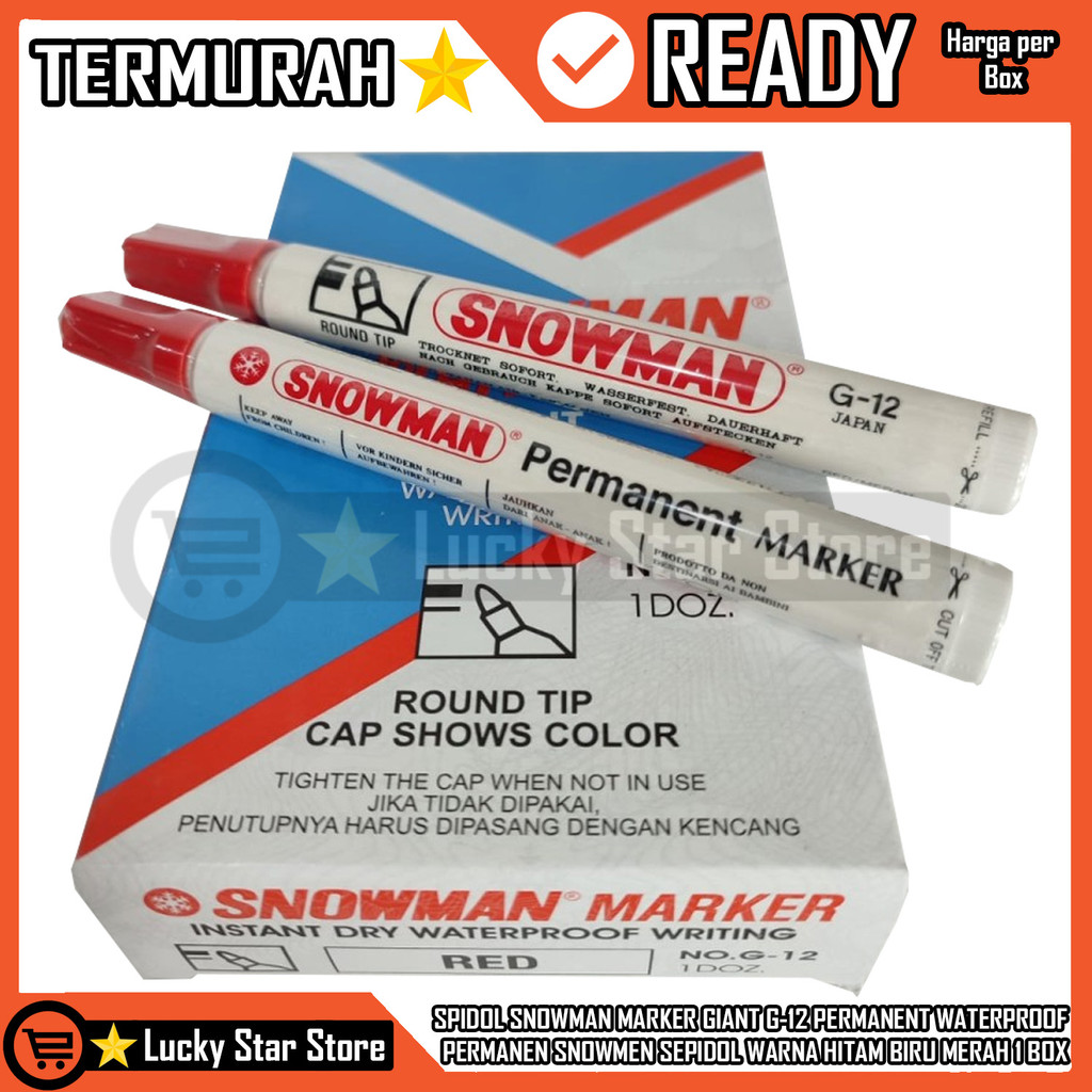 MERAH HITAM Permanent Snowman Marker Giant G 12 G-12 Permanent Snowmen Markers Black Blue Red 1 ...