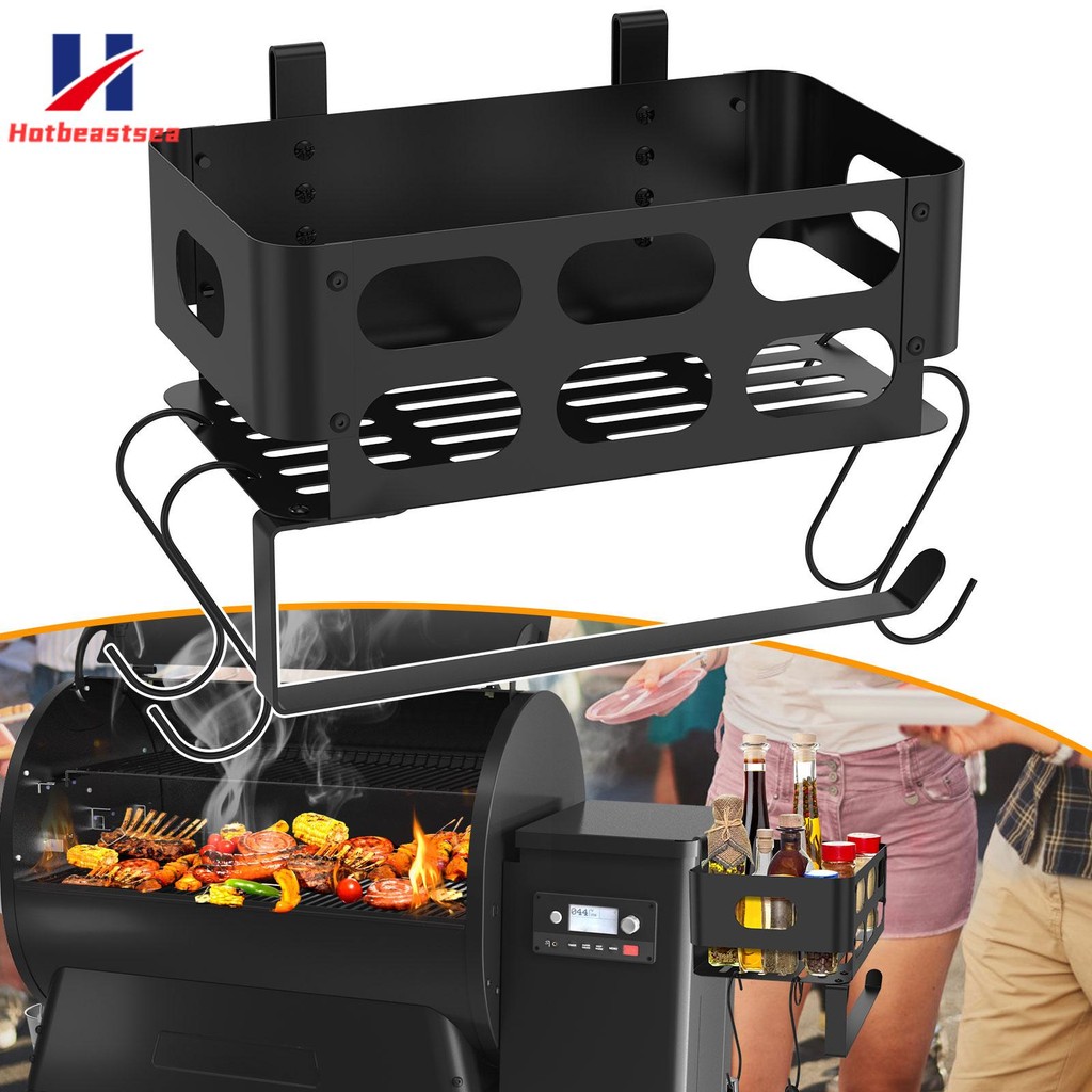 Grill Accessories Storage Shelf Iron Grill Storage Bin Built in Paper ...