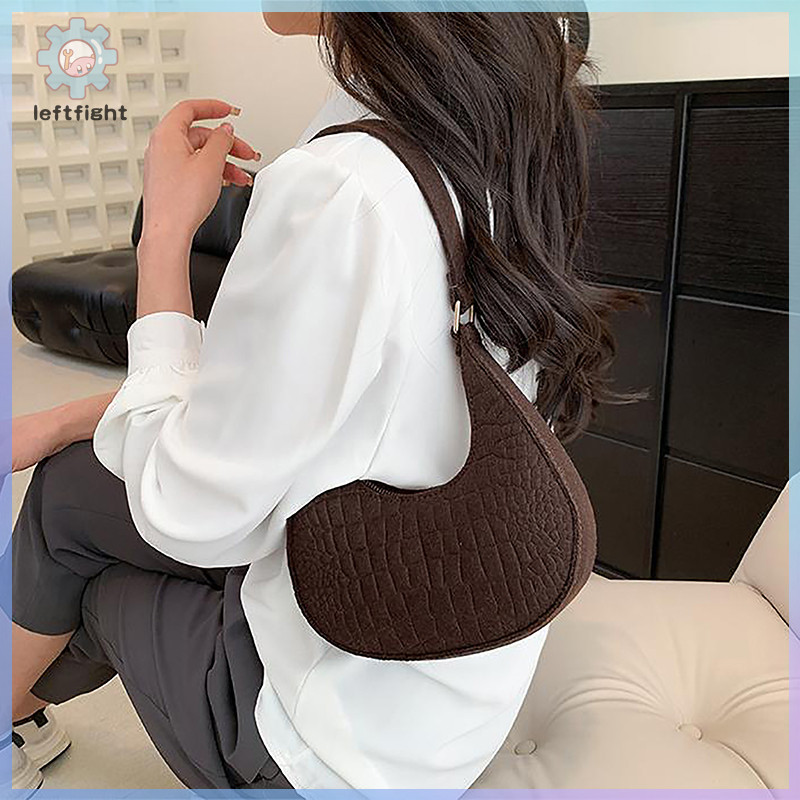 LEFT Candy Color Advanced Design Texture Armpit Handbags Felt Shoulder ...