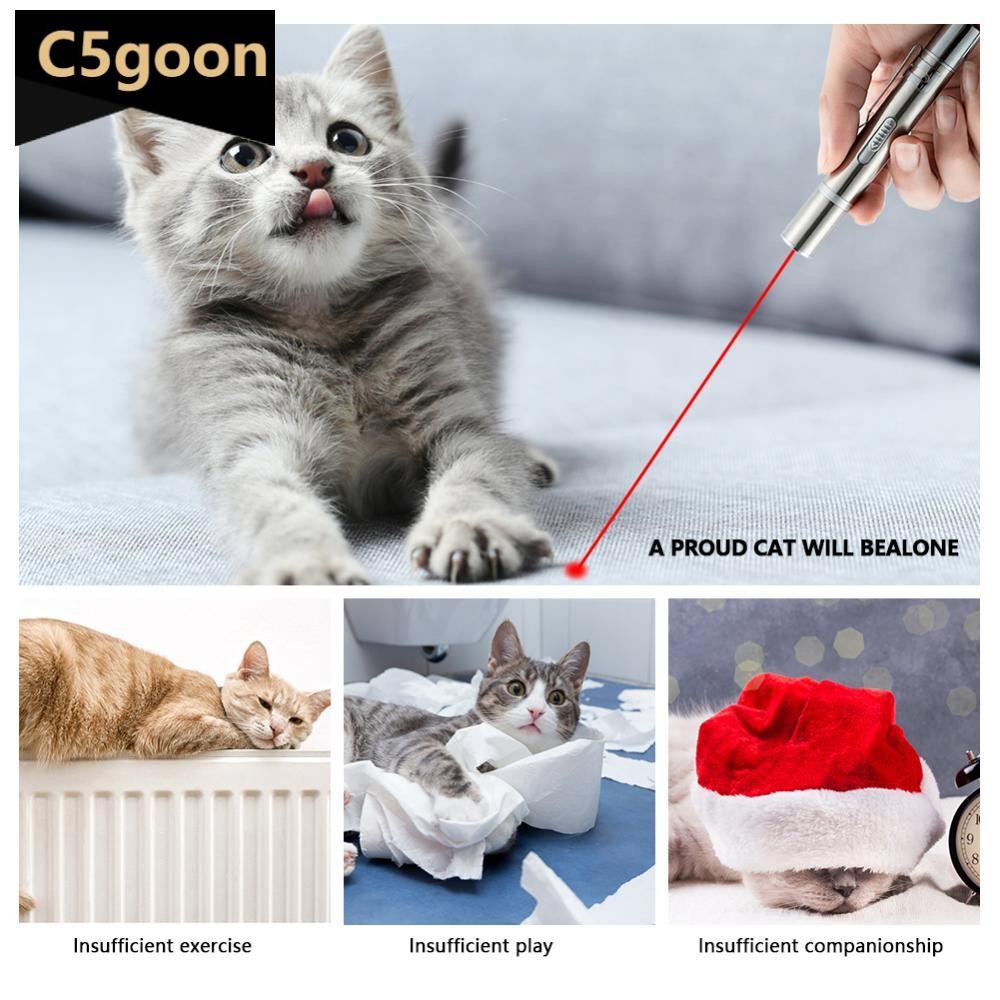 C5GOON 3 in 1 Interactive USB Rechargeable Red Dot Laser Light Cat Toy ...