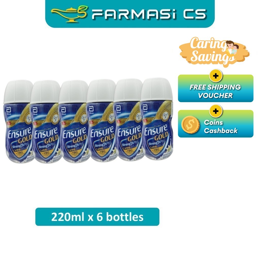 PROMO Abbott Ensure Gold Vanilla Flavour 220ml Strength Pro x 6 bottles ...