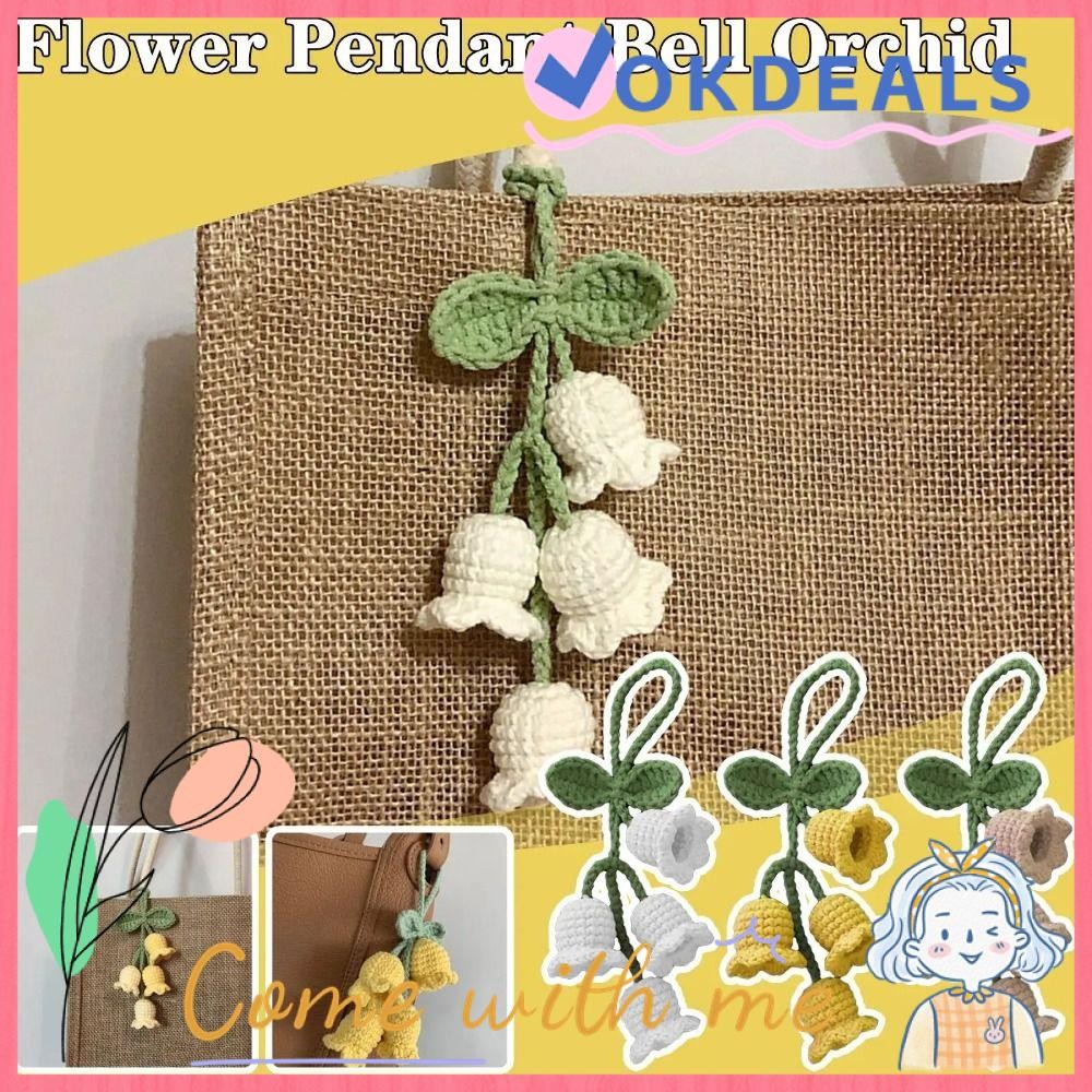 OKDSHOP Knitted Flower Keychain, Plush Handmade Orchid Keychain, Lovely ...