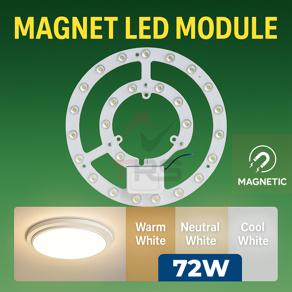 Magnet 72W LED Module/CIRCULAR TUBE LIGHT/LAMPU CEILING BULAT | Shopee ...