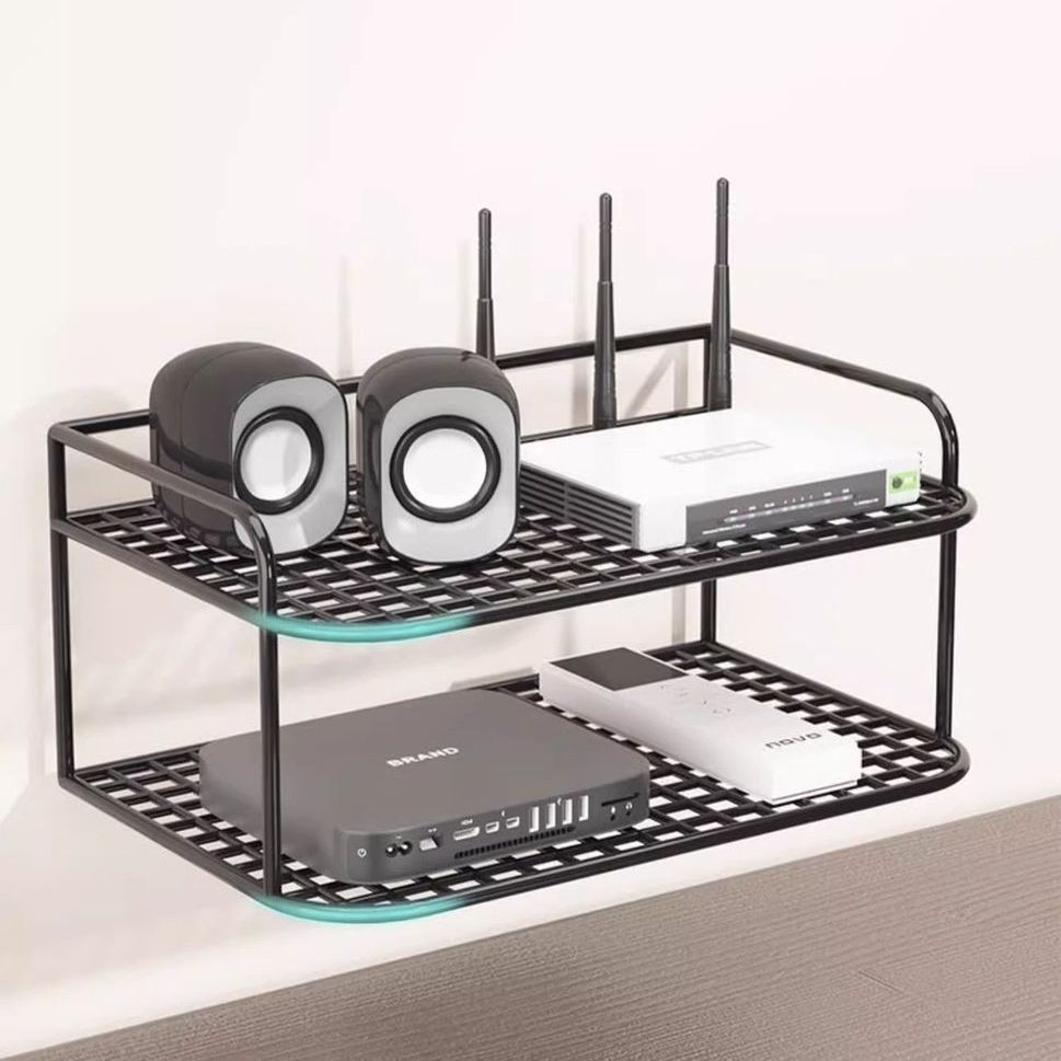 Wall Shelf TV Top Box Router Rack Perforation-Free Top Box Wall-Mounted ...