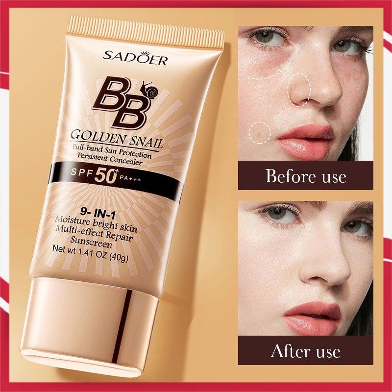 【BUY 1 TAKE 1】SADOER Gold Snail Sunscreen BB Cream SPF50+PA++++ Foundation Long-Lasting ...