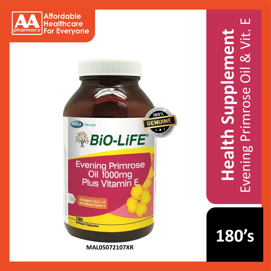 Bio-Life Evening Primrose Oil 1000mg Plus Vitamin E Softgel Capsules ...