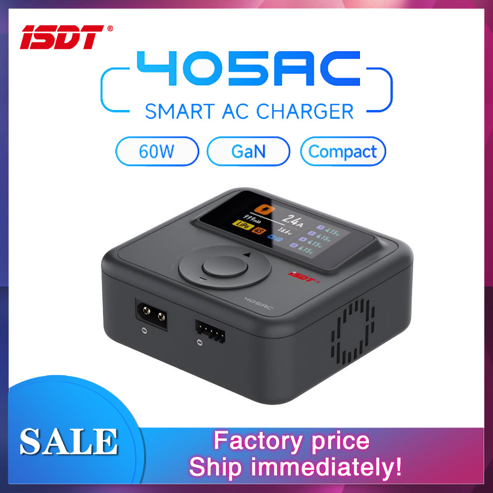 ISDT 405AC 60W Smart Charger GaN Battery Charger AC 100~240V lPS Screen APP Control | Shopee ...