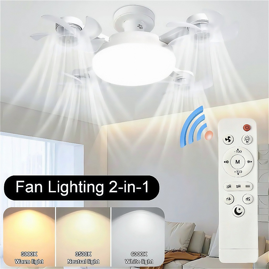 2 in 1 New Creative Remote Control ceiling fan with LED Light kipas ...