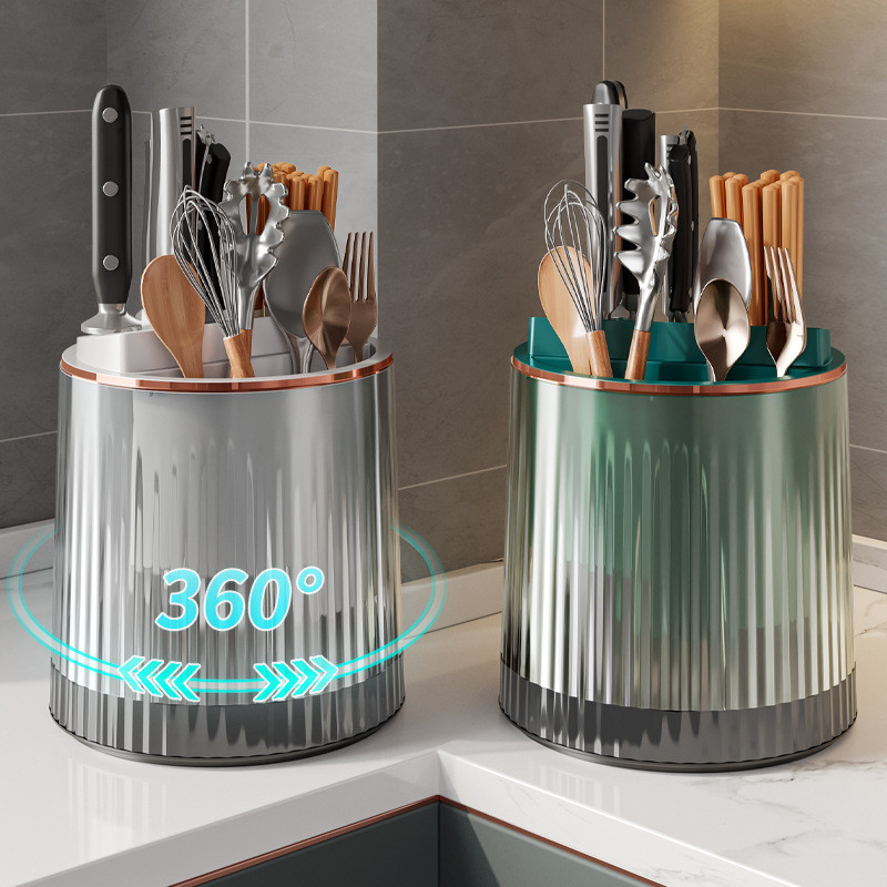 [Ready Stock] 360°Rotating Knife Rack Kitchen Countertop Storage Box ...