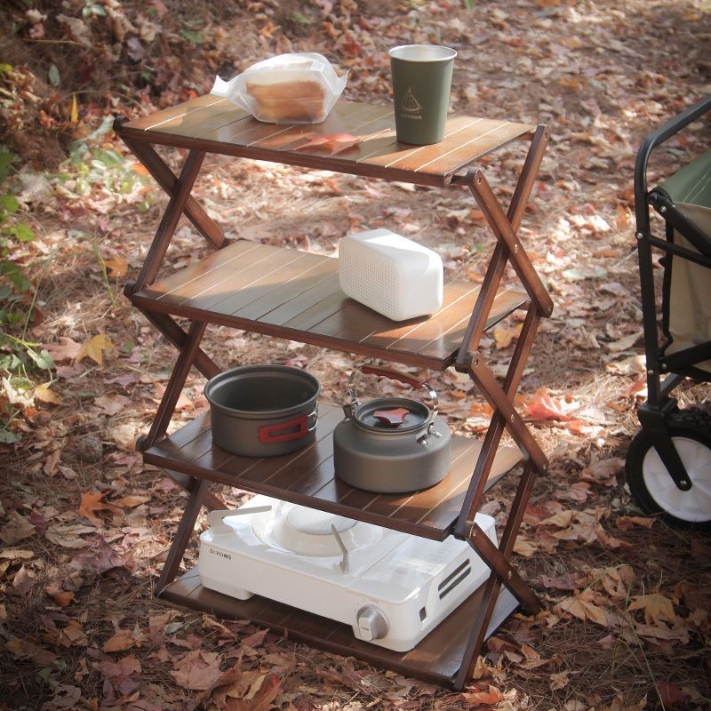 Outdoor Camping Foldable Table Camping Picnic Barbecue Storage Rack ...