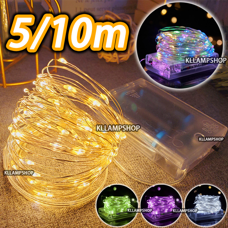 10m Led light strip Lampu raya 100LED Battery Operated Fairy light 5m ...