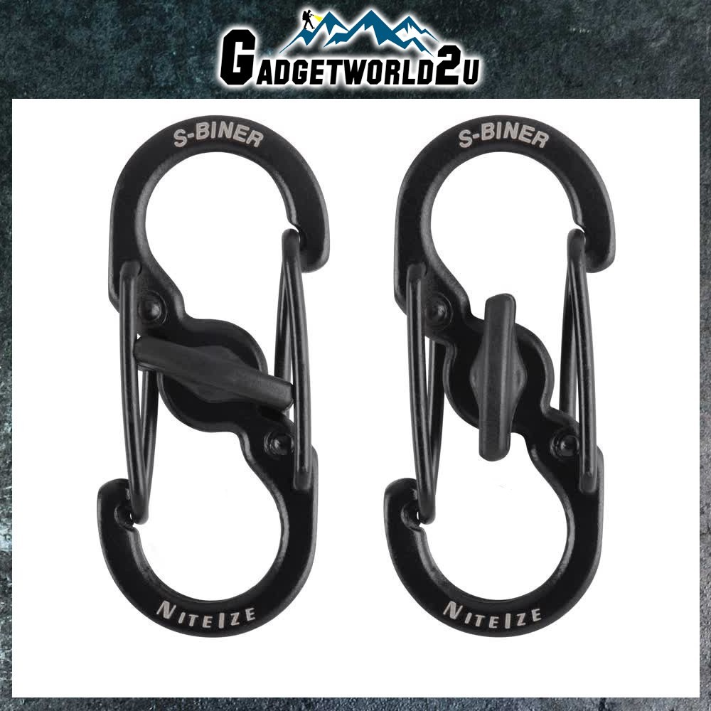 Nite Ize S-Biner MicroLock Stainless Steel (2pc Pack) (Black) LSBM-01 ...