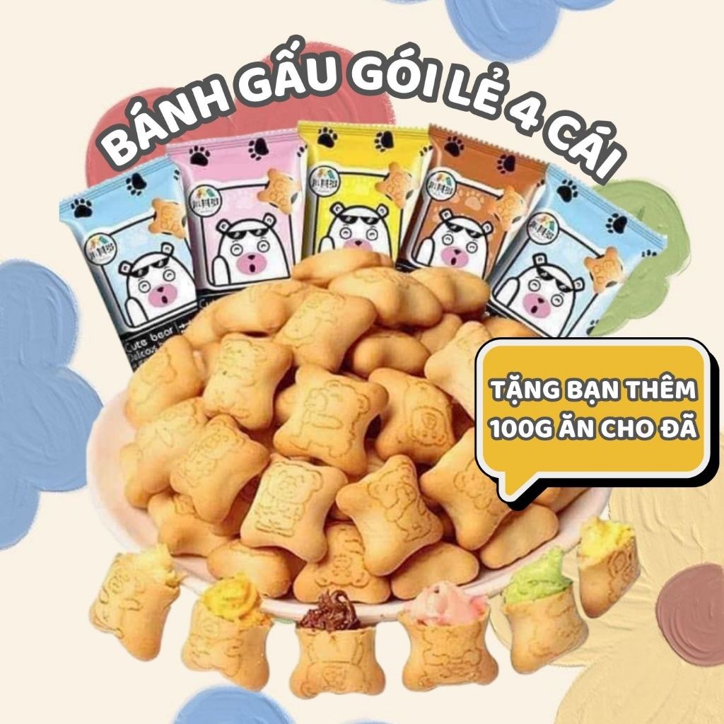 [100G Free] Choco Bear Cake Filled with Mixed Cream Flavors, Childhood ...