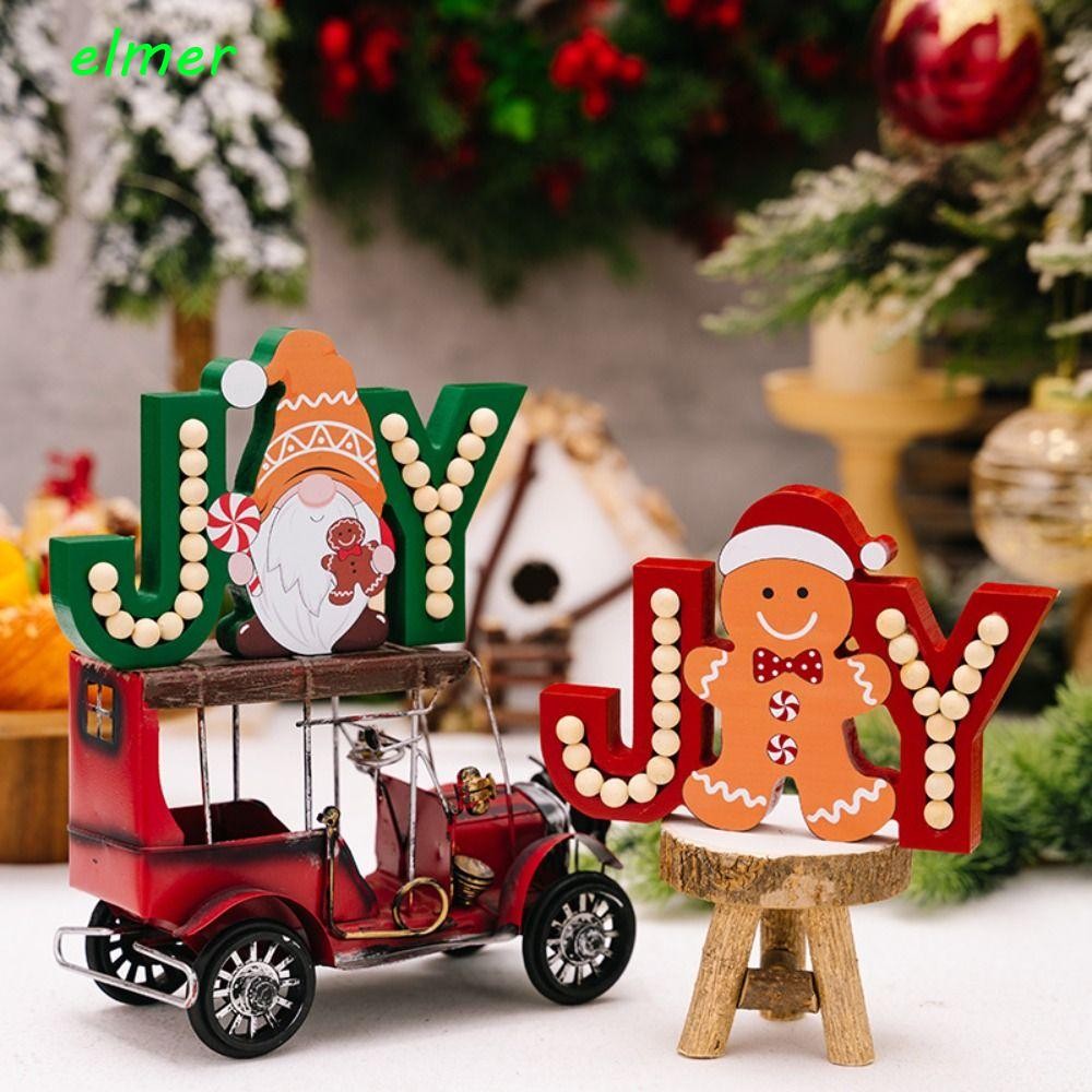 ELMER JOY Biscuit Man Ornament, Cartoon Wooden Christmas Gingerbread ...