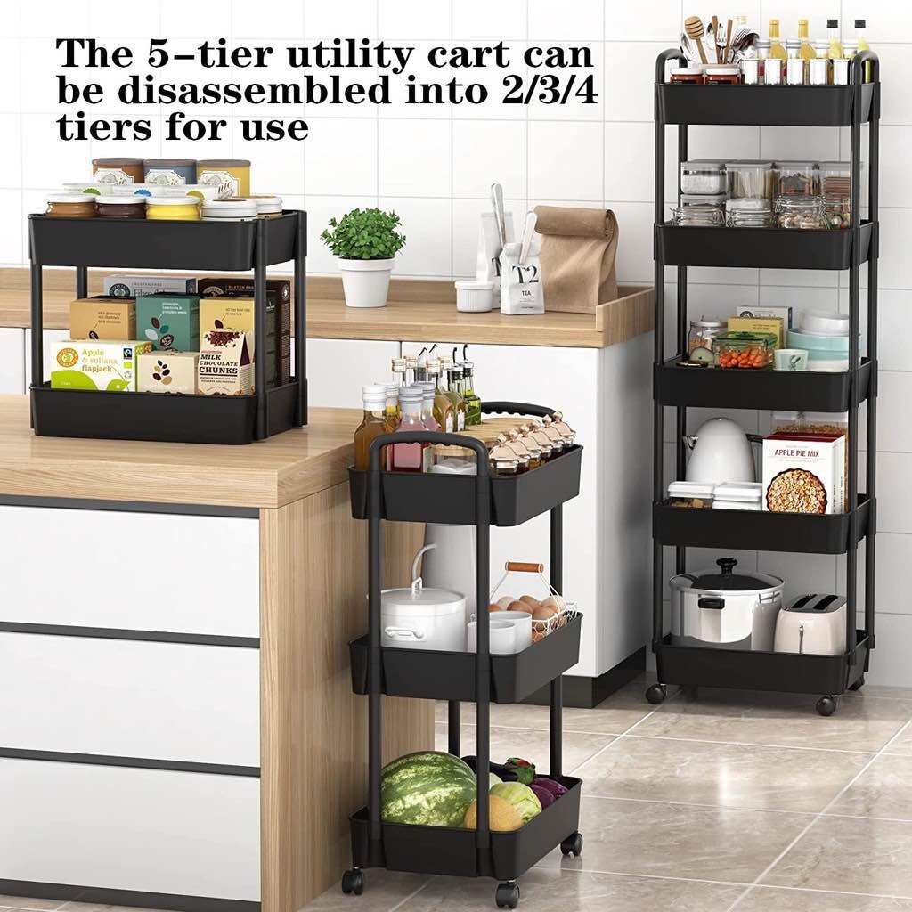 MY3/4/5-Tiers Storage Trolley Rack For Office Kitchen Multipurpose ...
