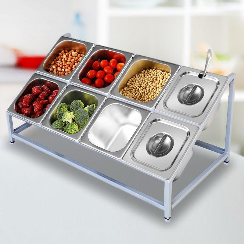 Pizza Topping Station, Stainless Steel Condiment Seasoning Containers ...