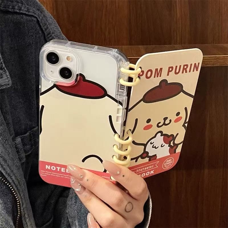 Creative Cute Notebook Pompompurin Flip Phone Case for iPhone 16 Pro ...