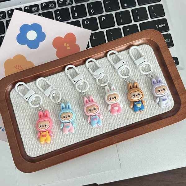 labubu keychain Asal kartun bib seluar rab kain rantai kunci anak ...