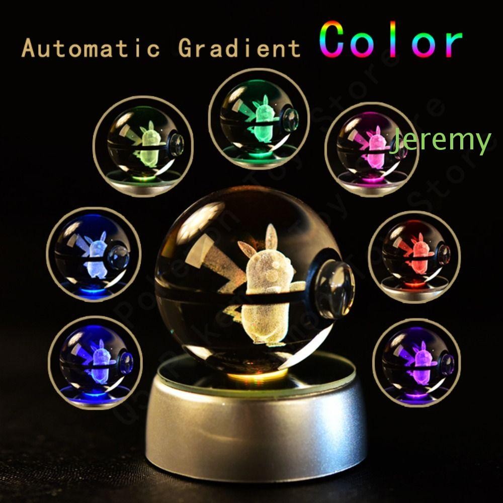 JEREMY1 3D Crystal Ball, Anime Figurines Gengar Mew Pikachu Glass Ball ...