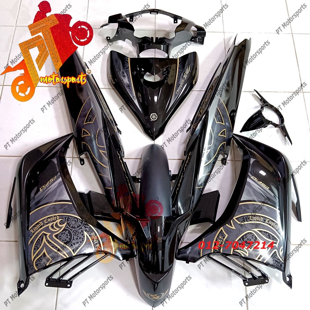 Yamaha LC135 LC 135 Cover Set Body cover Black Kilat V1 V2 V3 V4 V5 V6 V7 Batik Hitam OEM HLY ...