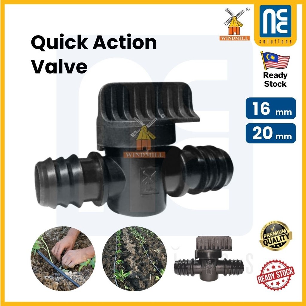 16mm 20mm Windmill Quick Action Valve For LDPE Tubing Pipe QAV Stopcock ...