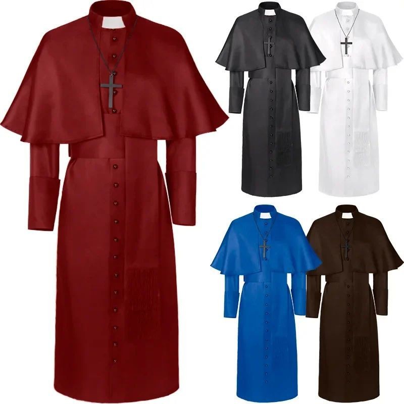 New Medieval Priest Costume Halloween Christmas Monk Robe Cloak Costume ...