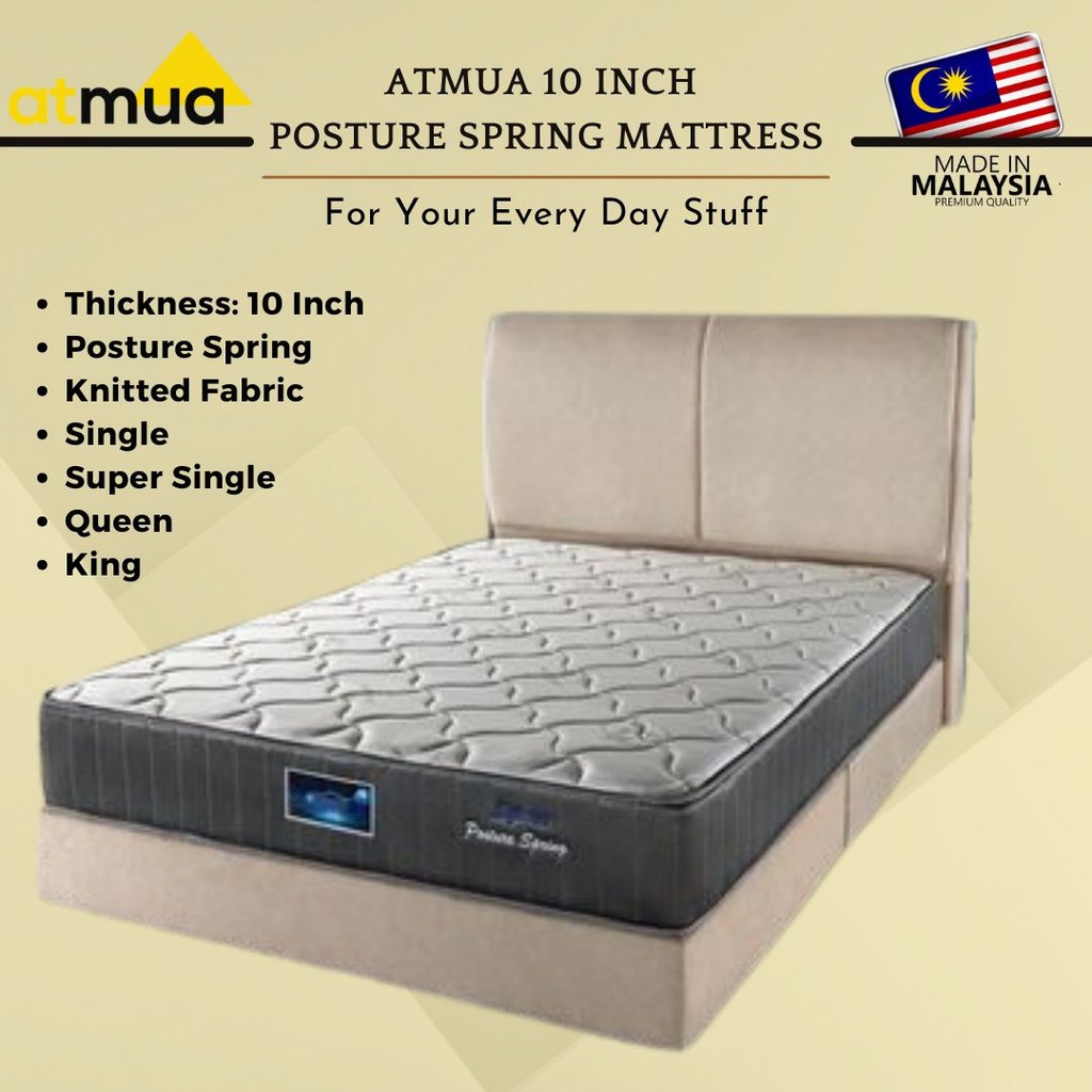 Atmua ED 10 Inch Posture Spring Mattress Single Super Singer Queen King ...