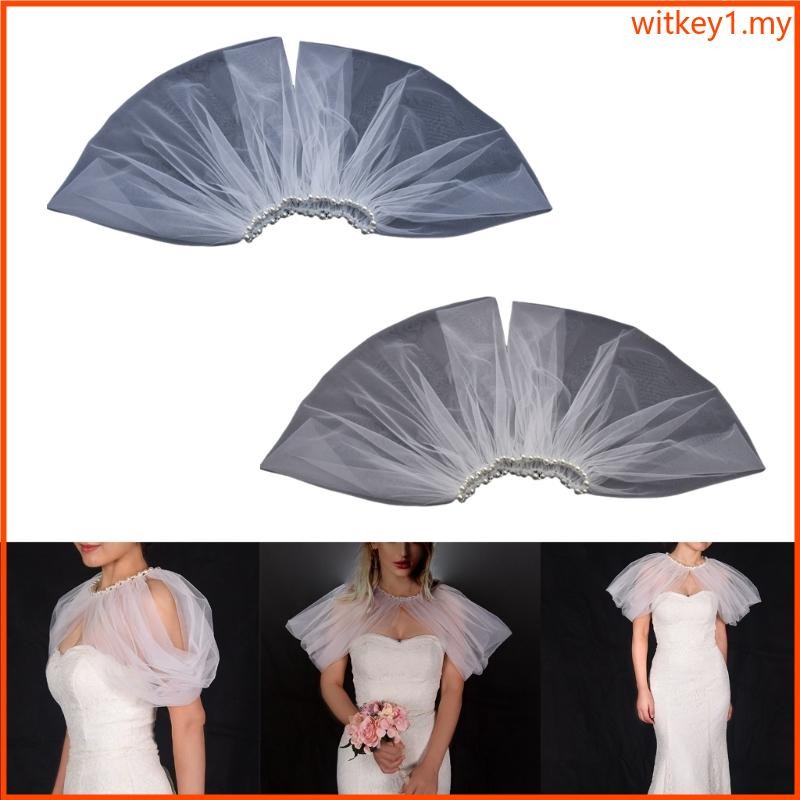 WIT Wedding Bridal Shoulder Stole Sheer Shawl Pearl Neckline Design ...