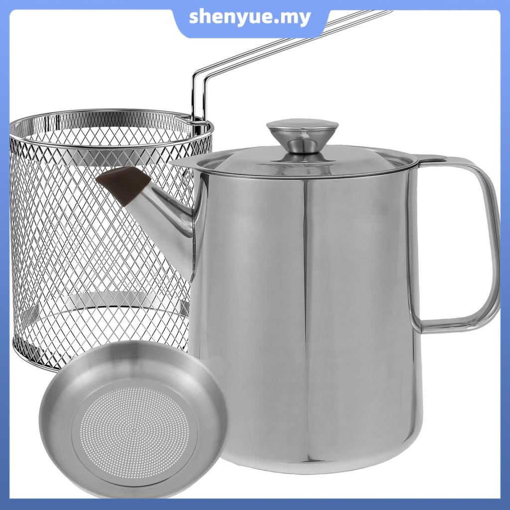 Oil Strainer Pot Stainless Steel Oil Filter Pot 1.5L Capacity Grease ...