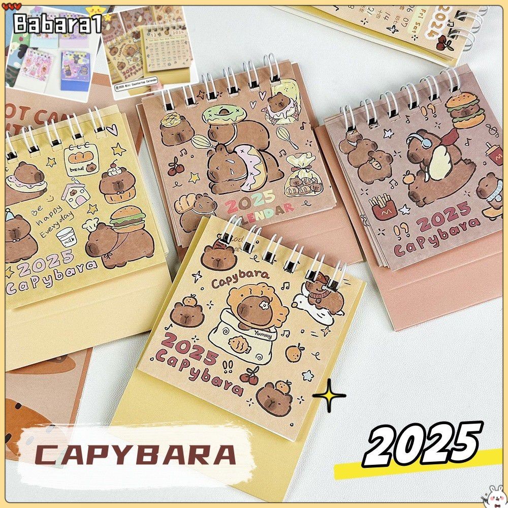 2025 Mini Calendar Portable Cute Cartoon Capybara Desktop Small Desk ...