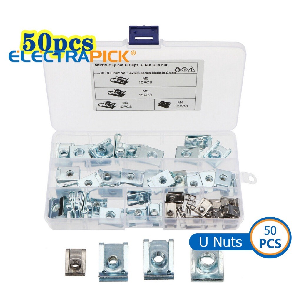 50/80pcs U Nuts Speed Clips Chimney Nut Fastener Assorted Kits ...