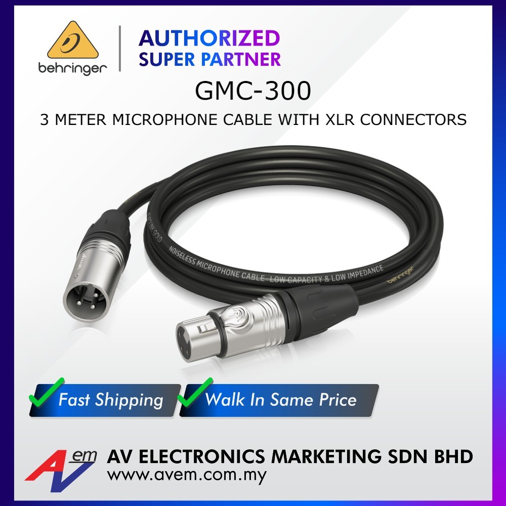 BEHRINGER GMC-300 Gold Performance 3 m (10 ft) Microphone Cable with ...