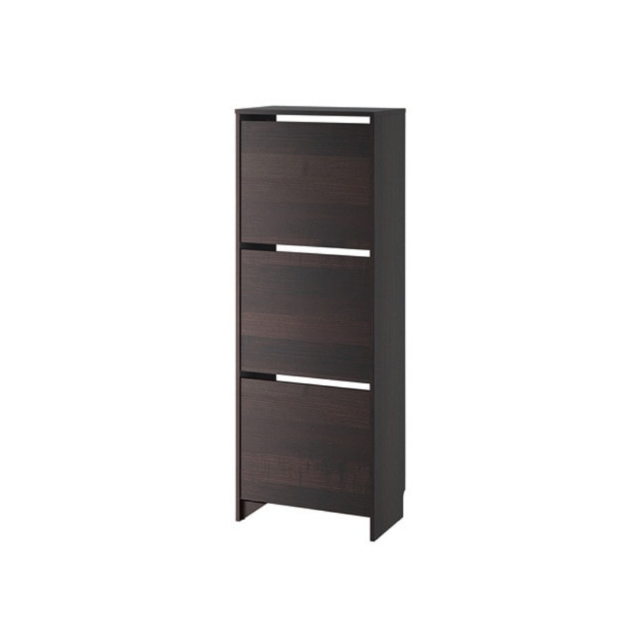 IKEA BISSA Shoe cabinet with 3 compartments, black, brown, 49x135 cm ...
