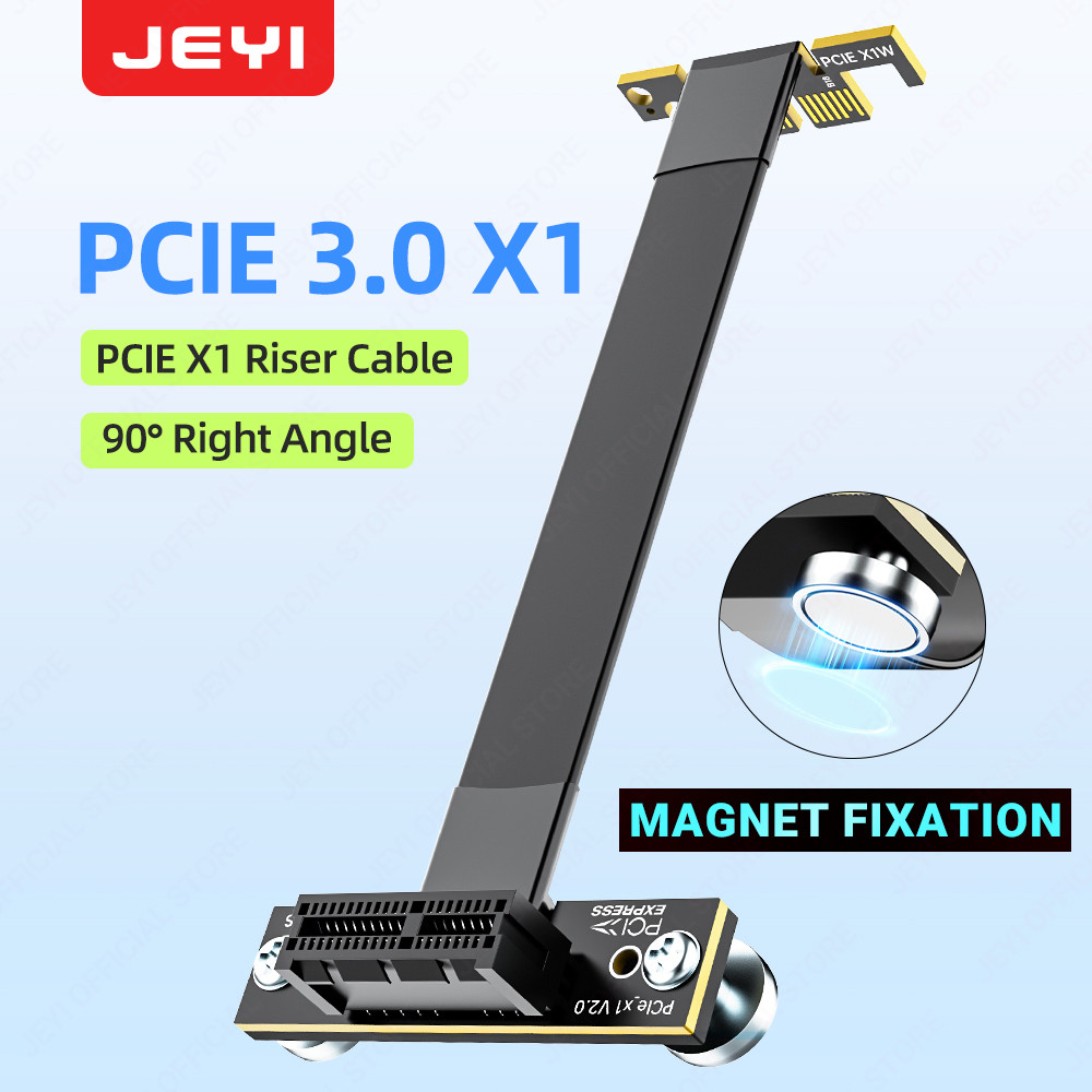 JEYI PCIe 3.0 X1 Magnetic Fixatiom Riser Cable 8Gbps - 90° Dual Angle ...