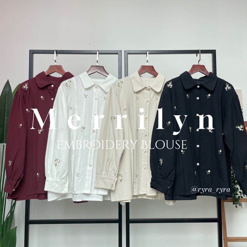 MERRILYN EMBROIDERY BLOUSE - COTTON LINEN (READY STOCK) | Shopee Malaysia