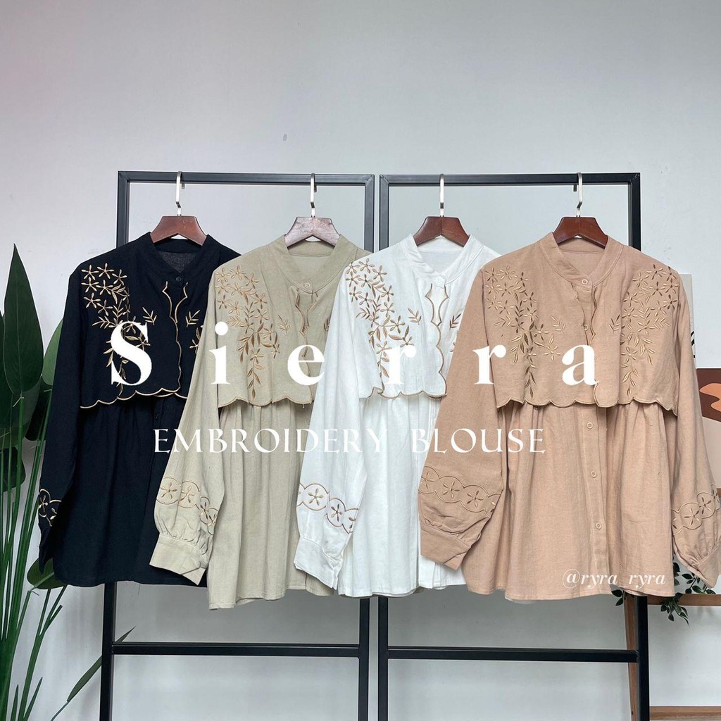 SIERRA EMBROIDERY BLOUSE - COTTON LINEN (READY STOCK) | Shopee Malaysia