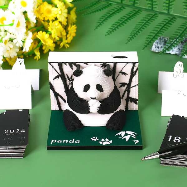 2025 new year calendar Giant Panda Calendar 3D Paper Carving Hand Tear ...