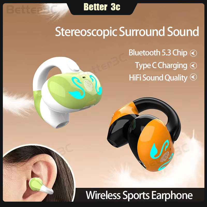 Air conduction Ear Clip Sports Wireless Earphone HiFi Stereo Long ...