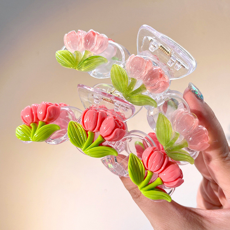 Summer New Style Fresh Flower Grab Clip Back Head Sweet Shark Clip ...