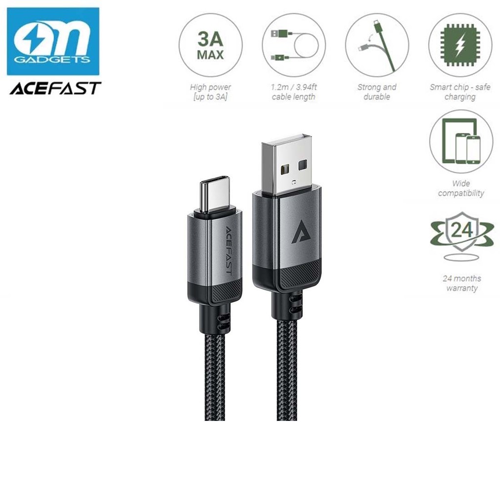 Acefast C20-04 Charging Data Cable USB-A to USB-C With aluminum alloy, 1.2m length And Current ...
