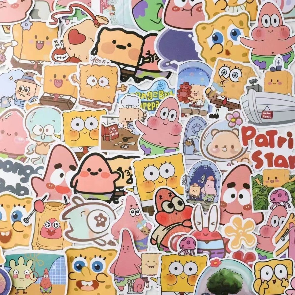 100Pcs SpongeBob Chiikawa Crayon Shin-chan Maltese Mini Stickers ...