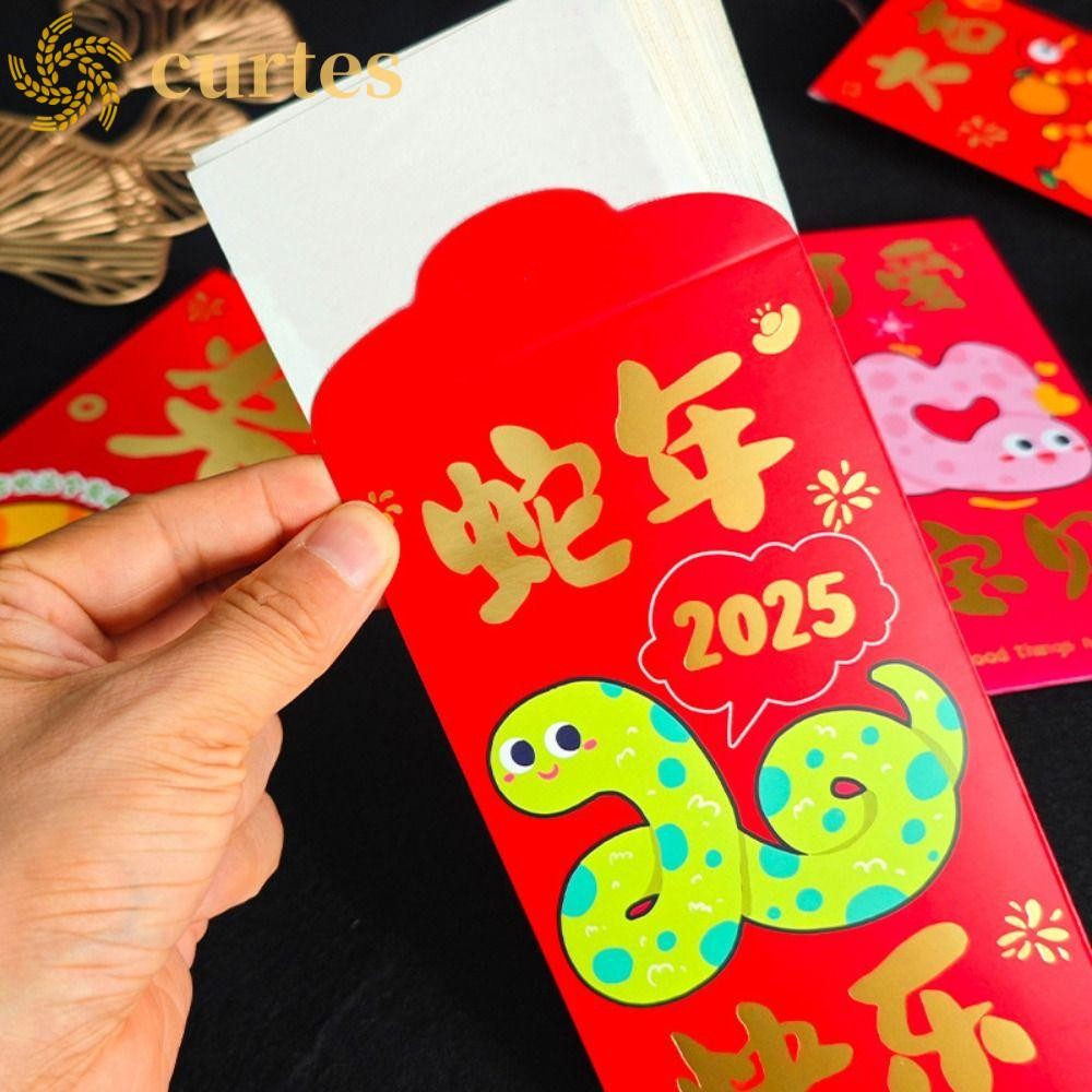 CURTES 2025 New Year Red Envelope, Snake Cartoon New Year Red Packet ...