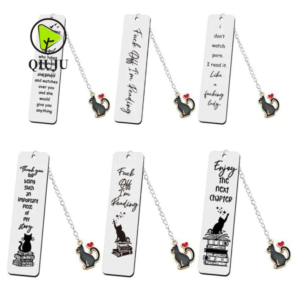 QIUJUU Engraved Bookmark, Stainless Steel Cat Metal Bookmark, Cartoon ...