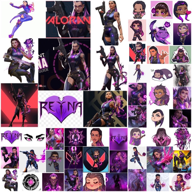 Reyna valorant Sticker 60 different silk pressed images / Reyna Game ...