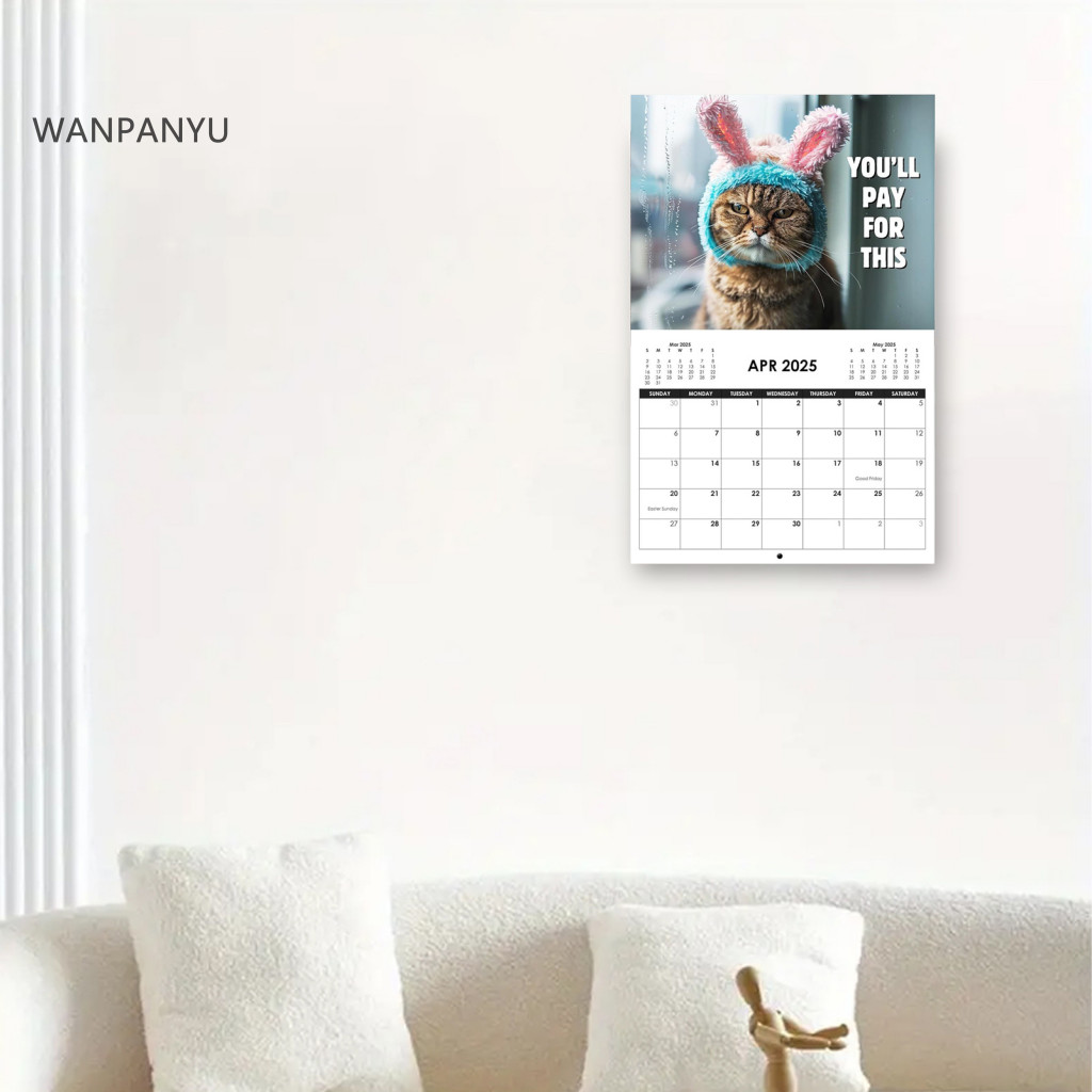 wanpanyu Humorous Cat Calendar Angry Cat Calendar 2025 2025 Funny Cat ...